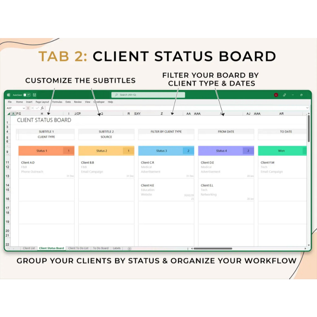 Jual Client Tracker Dashboard - CRM Dashboard Business Template Excel ...