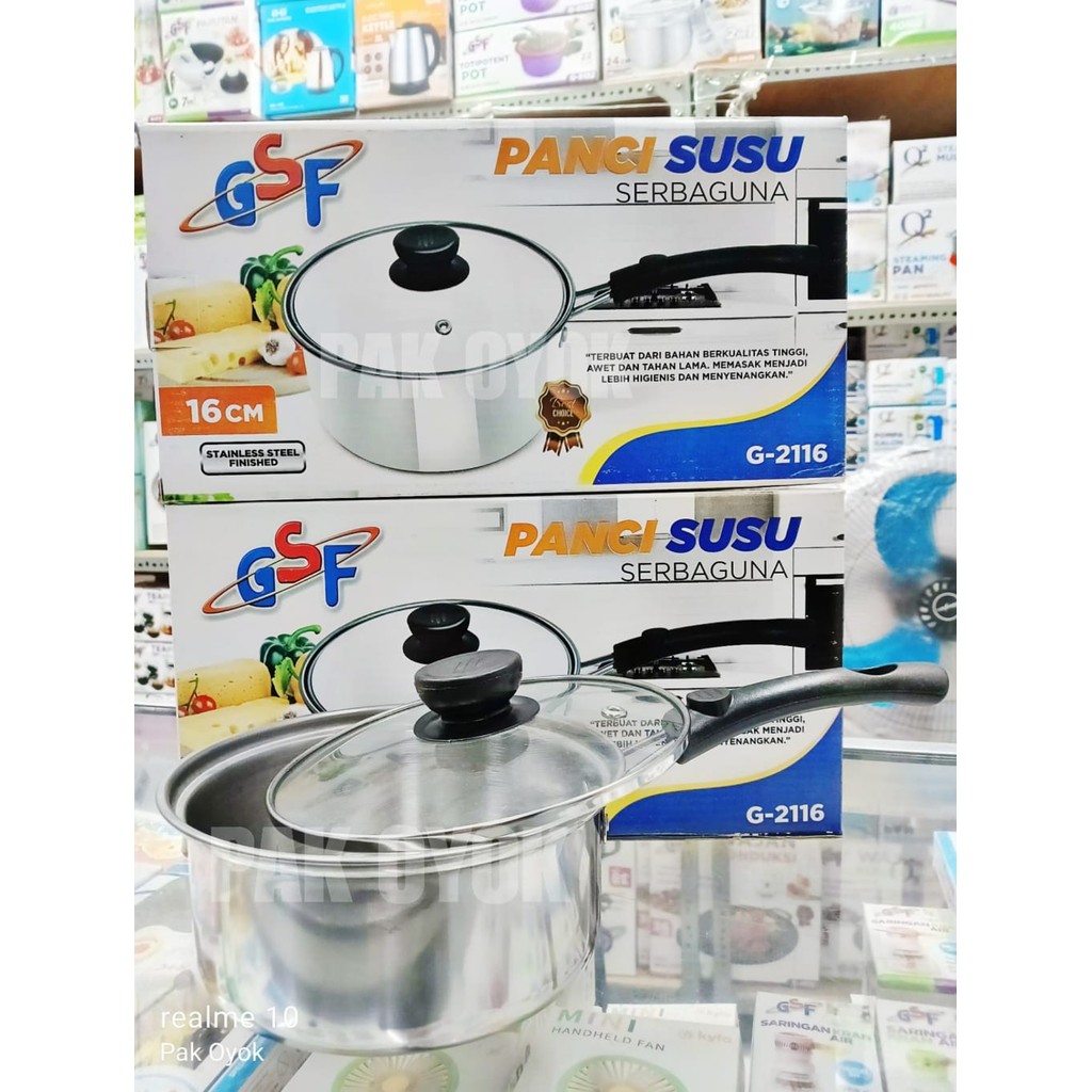 Jual Panci Susu GSF-2116 Milk Pot Panci Rebus Stainless 16cm Tutup Kaca ...