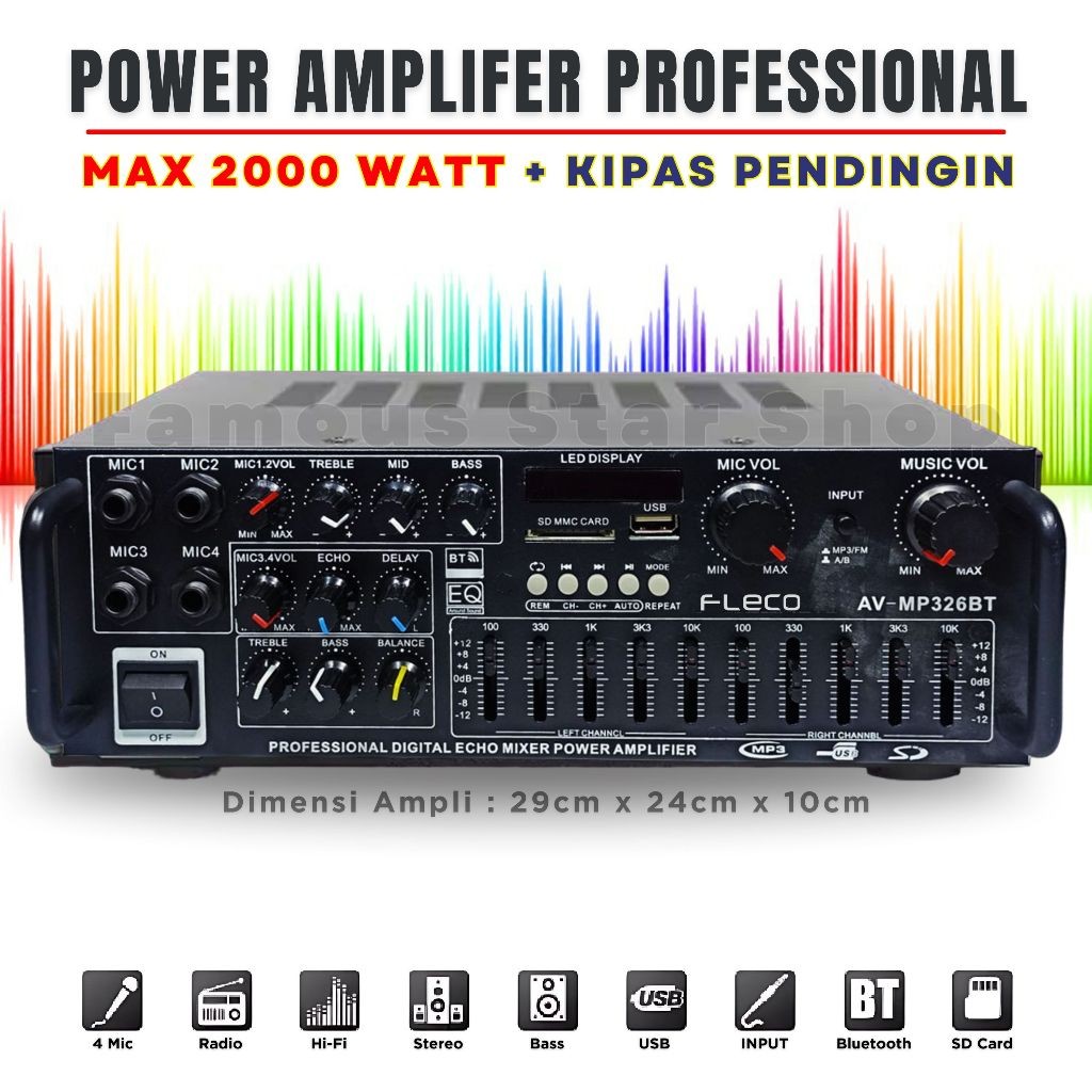 Jual PILIHAN SHOPE 2000W AMPLI POWER BASS BLUETOOTH + KIPAS PENDINGIN ...