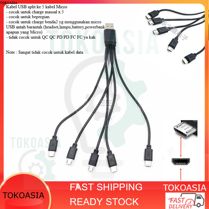 Jual Kabel USB to 5 USB Micro Multi cable splitter kabel ke micro ...