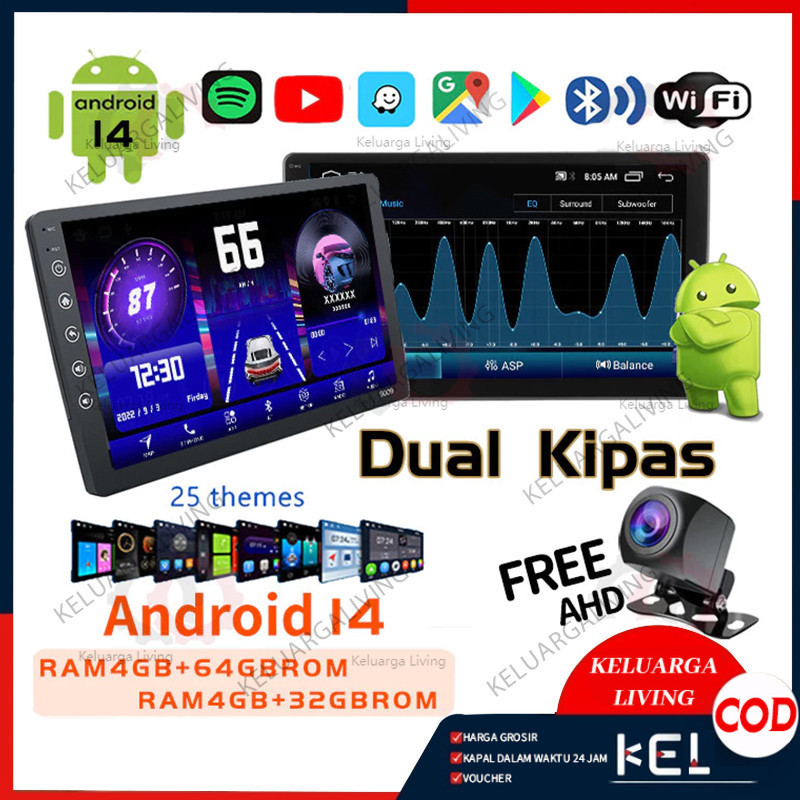 Jual Dual Kipas 8g+128g Ips Screen Head Unit 7/9/10 Inch Car Android 14 ...