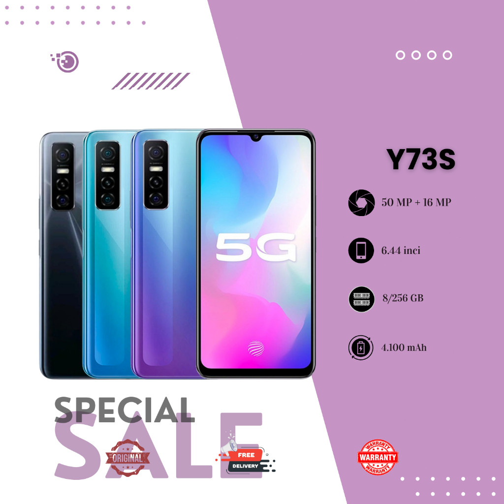 Jual SMARTPHONE Y73S (5G) RAM 8/256 GB LAYAR 6.44 INCI BATERAI 4.100 ...