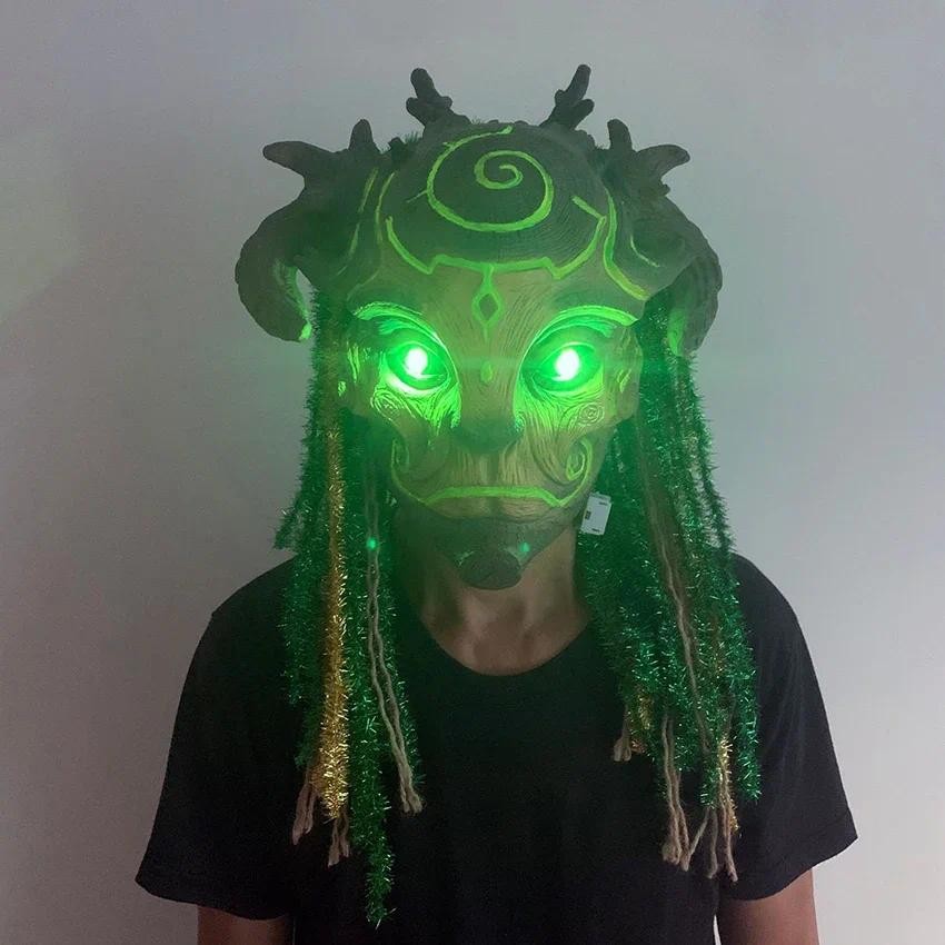Jual Green Spirit Forest Latex Mask Halloween Tree Old Man Horror Ghost ...