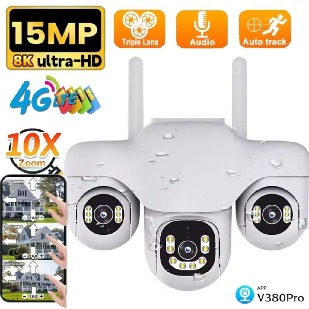 Jual Giga Net Store V380Pro Kamera 15MP 8K Ultra-HD 3 Lensa Triple ...