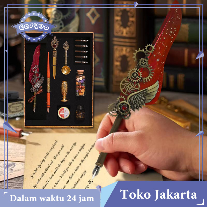 Jual Pena Bulu Ajaib Harry Potter Set Kaligrafi Lengkap Magic Feather ...