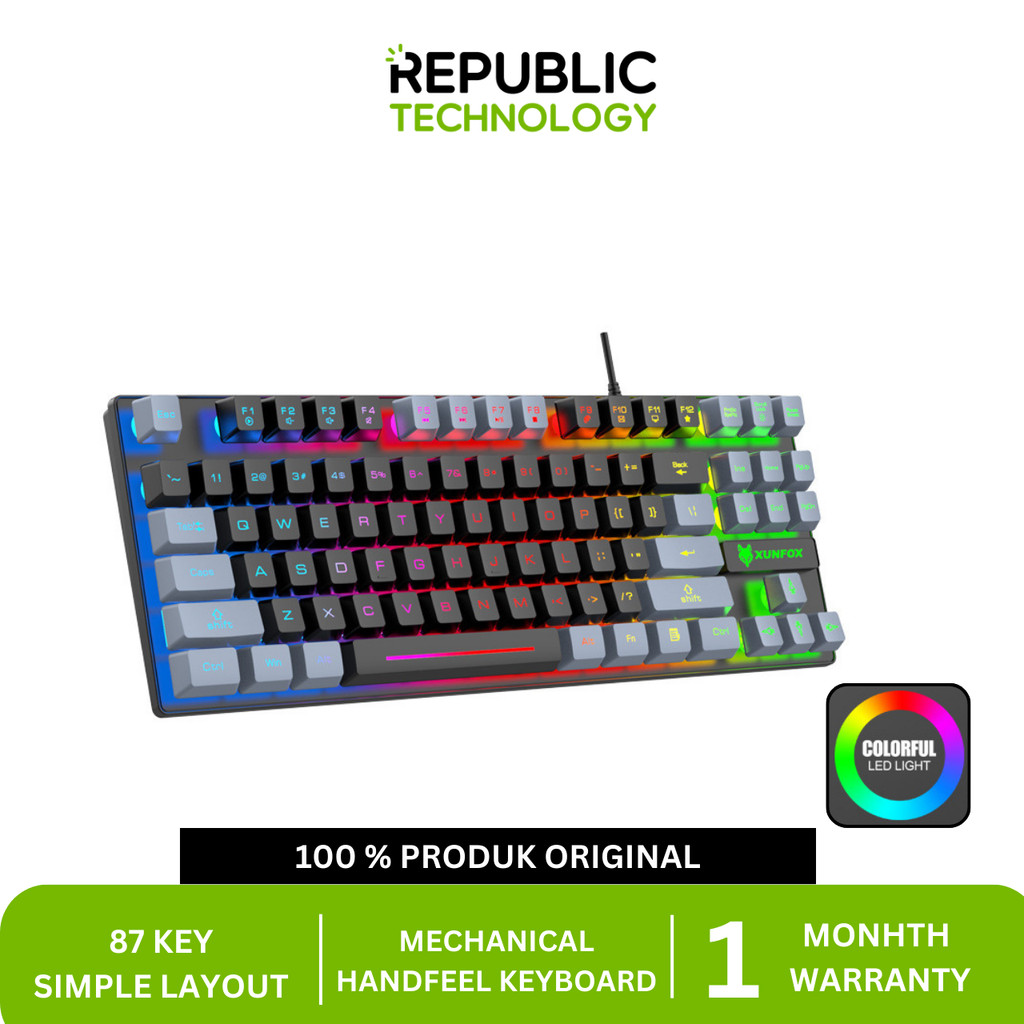 Jual Republic Technology Xunfox K10 Keyboard Gaming RGB 87 Keys ...