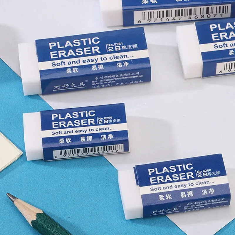 Jual 10Pcs 2B White PVC Eraser Clean and Mess Free Student Exam Office ...