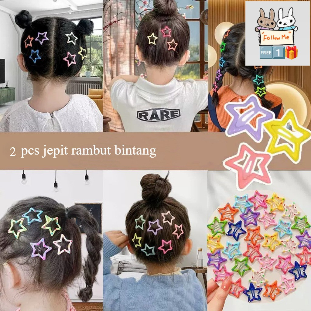 Jual INS Pop - ( 2 Pcs POLOS BISA PILIH WARNA) Jepit Bintang Aksesoris ...