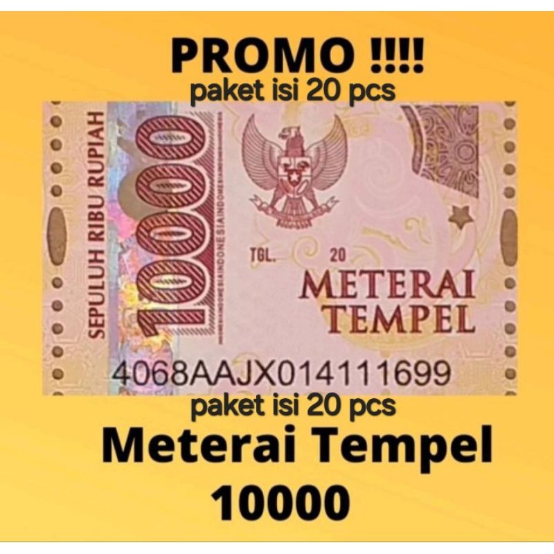 Jual Meterai 10000 tempel PAKET ISI 20 PCS GROSIR | Shopee Indonesia