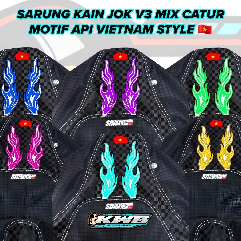 Jual Sarung Jok Kain Jok Motor V3 Motif Api Vietnam Style V3 Mix Carbon ...