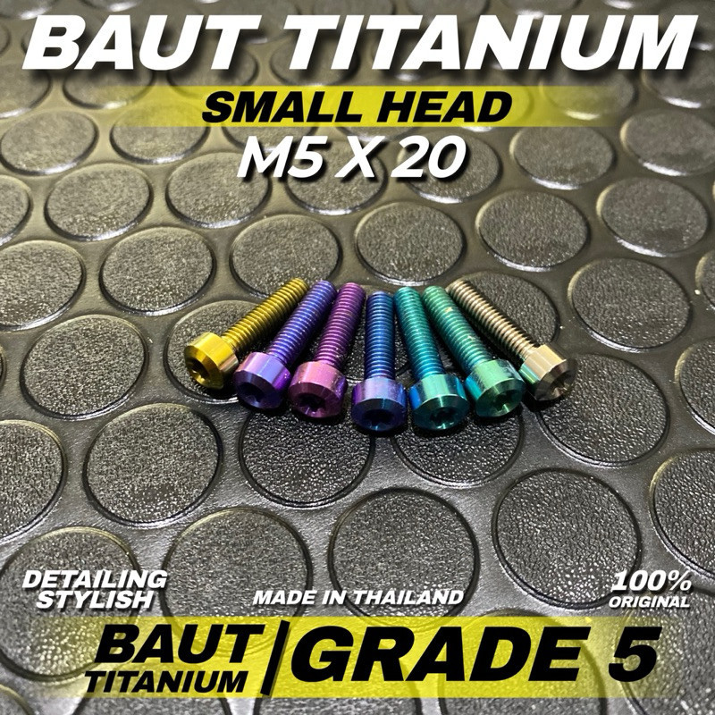 Jual BAUT TITANIUM M5 X 20 SMALL HEAD GRADE 5 | Shopee Indonesia
