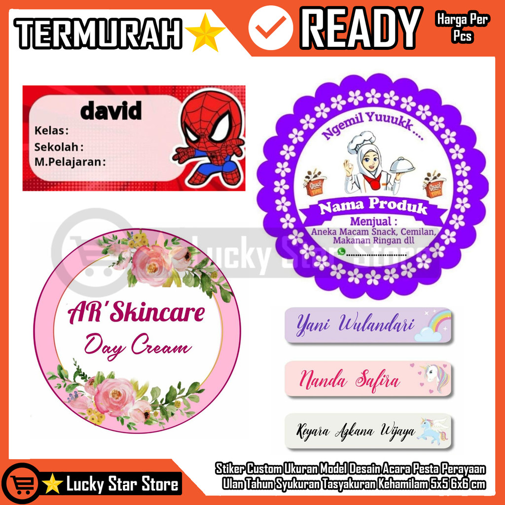 Jual Sticker Tempel Stiker Desain Custom Ukuran Standar Lebar x Tinggi ...