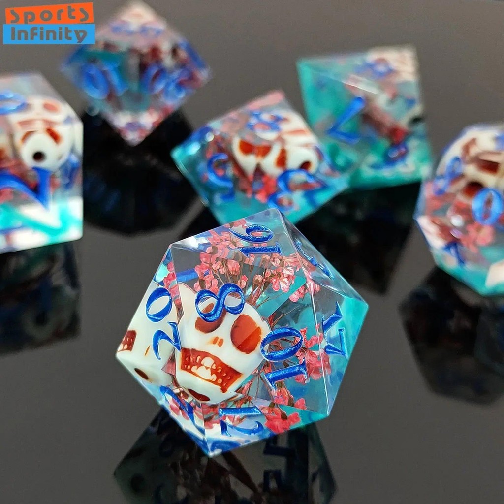 Jual 7pcs/set Beautiful Transparent Resin Dice Polyhedral Digital Dice ...