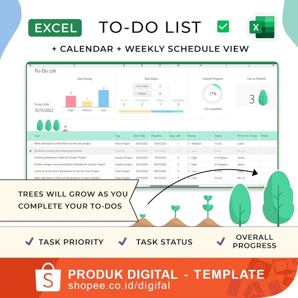 Jual To Do List Spreadsheet Template – Buat Aktivitas Anda Jadi Lebih ...