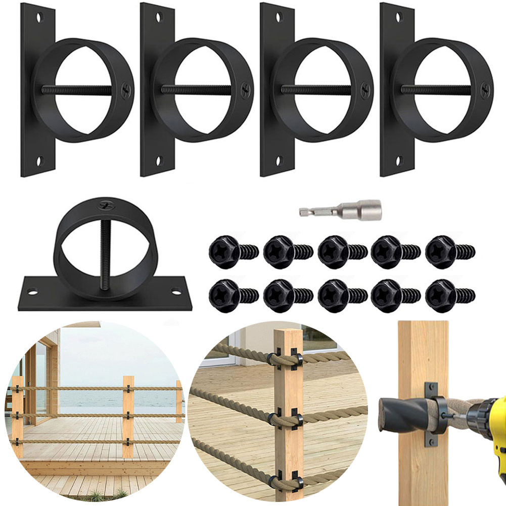 Jual Stainless Steel Black Rope Clamps with Cross Screw Rope Fence ...