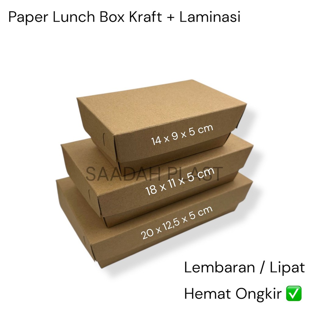 Jual Paper Lunch Box Kraft Laminasi Ukuran Kecil Sedang Besar Lipat - S ...