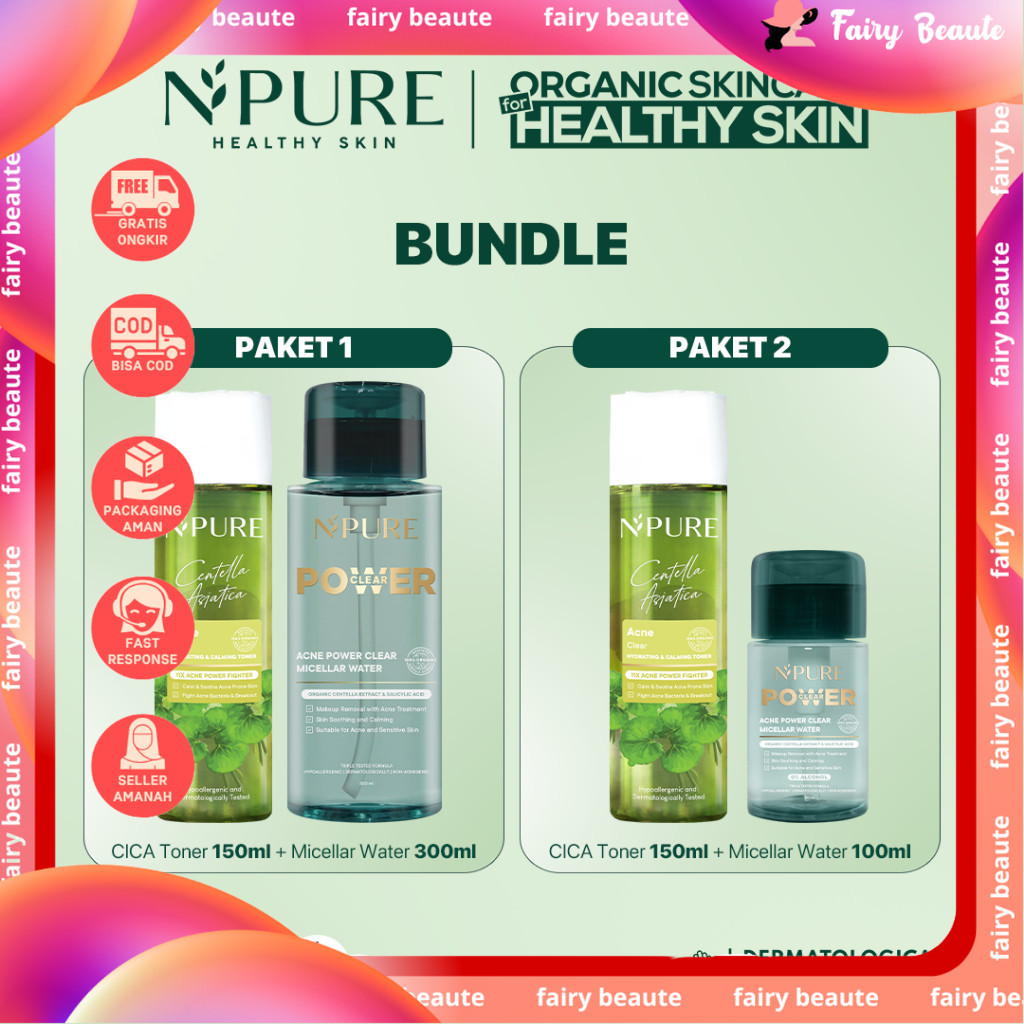 Jual 2IN1 SET BUNDLING NPURE Cica Acne Toner 150Ml + NPURE Power Clear ...