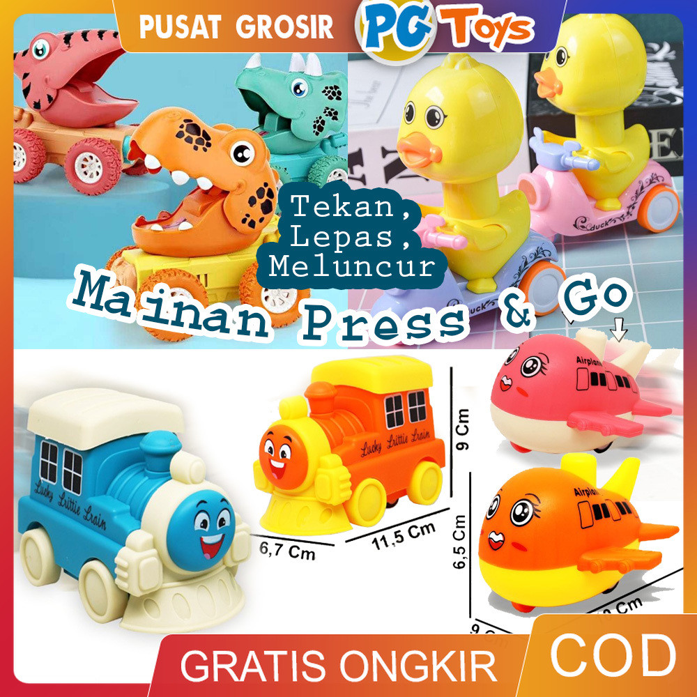 Jual PGTOYS Mainan Anak Press & Go Motif Dino Duck Bebek Bear Beruang ...