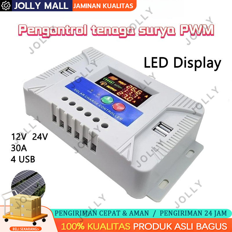Jual 30A Solar Charge Controller/Pengontrol Surya 30A Layar LED Adaptif ...