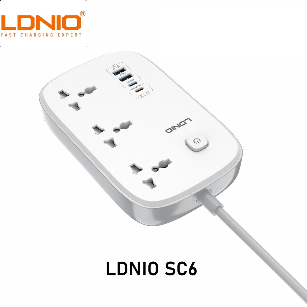 Jual LDNIO SC6 Universal Power Socket 3250W 45W USB C PD Fast Charging ...