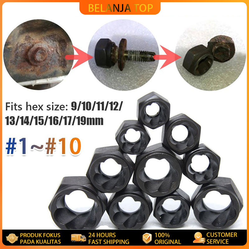 Jual 10 13 14 PCS Alat Pembuka Baut Mur Hex Rusak 9mm-19mm Set Kunci ...