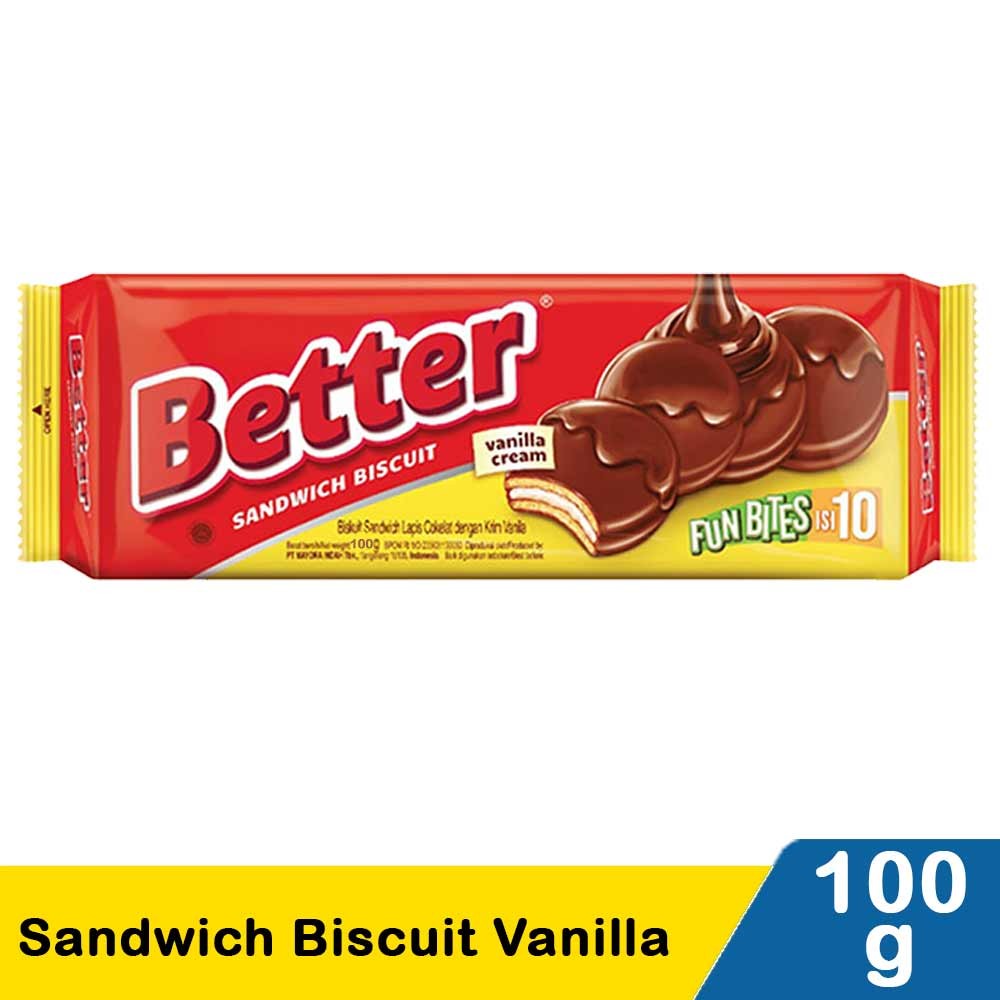 Jual BETTER SANDWICH BISCUIT VANILLA 120/100g | Shopee Indonesia