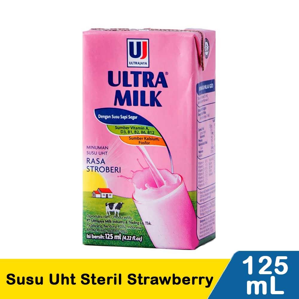 Jual ULTRA SUSU UHT STERIL STRAWBERRY 125mL | Shopee Indonesia