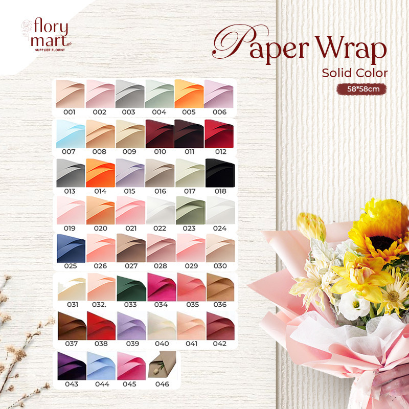 Jual Flower Wrapping Paper Solid Color Kertas Buket Bunga Cellophane 5 Lembar Flory Mart ...