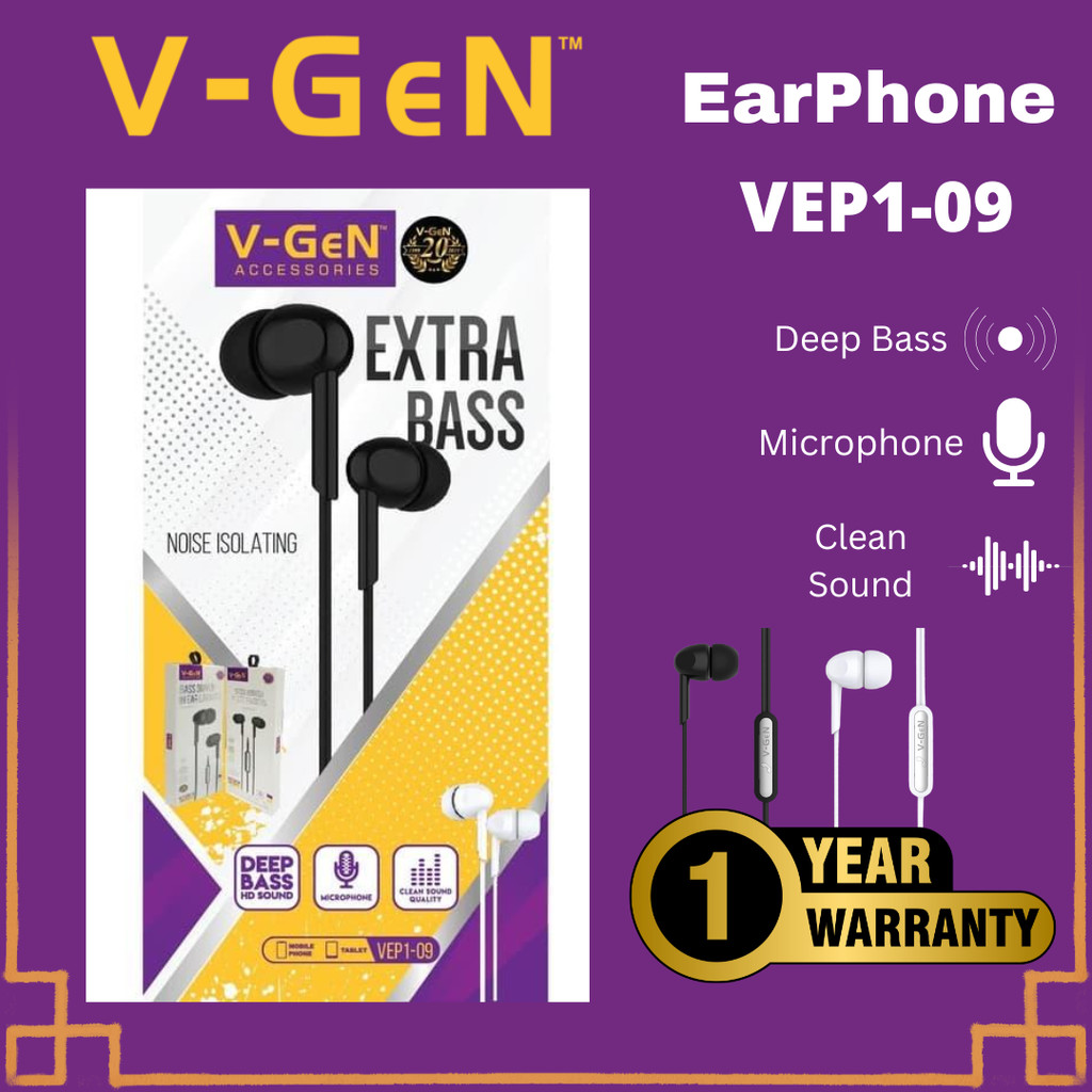 Jual V-GEN VEP1-09 Headset Wired Handsfree Headset HD Sound | Shopee ...