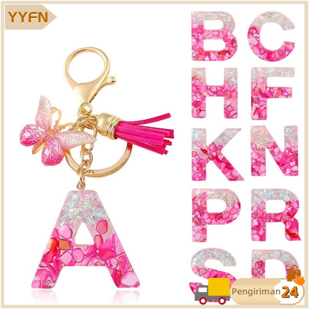 Jual Custom Resin Keychain Initials Alphabet Edition | Merah Mawar ...