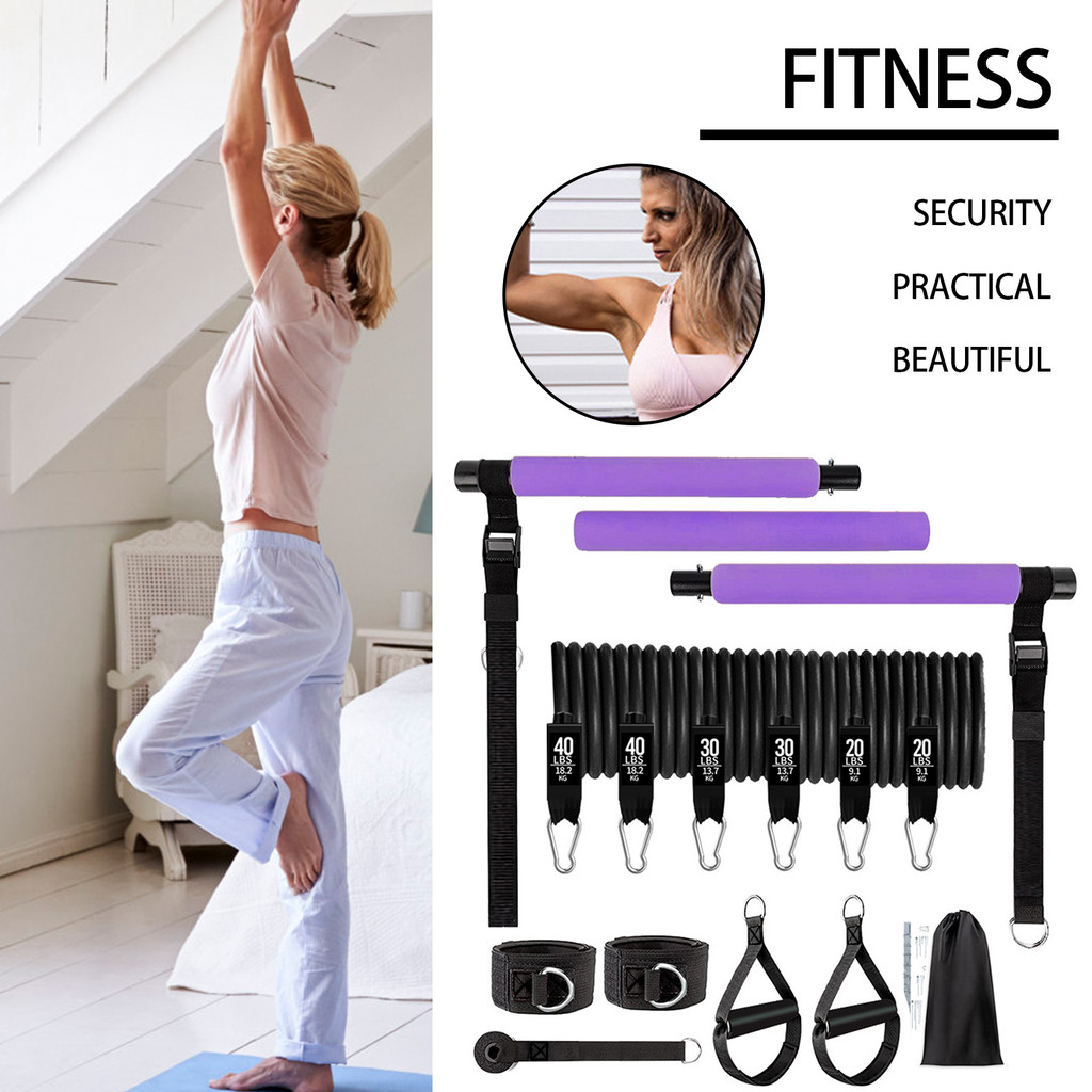 Jual Pilates Bar Kit with Resistance Bands Home Gym Pilates Resistance ...