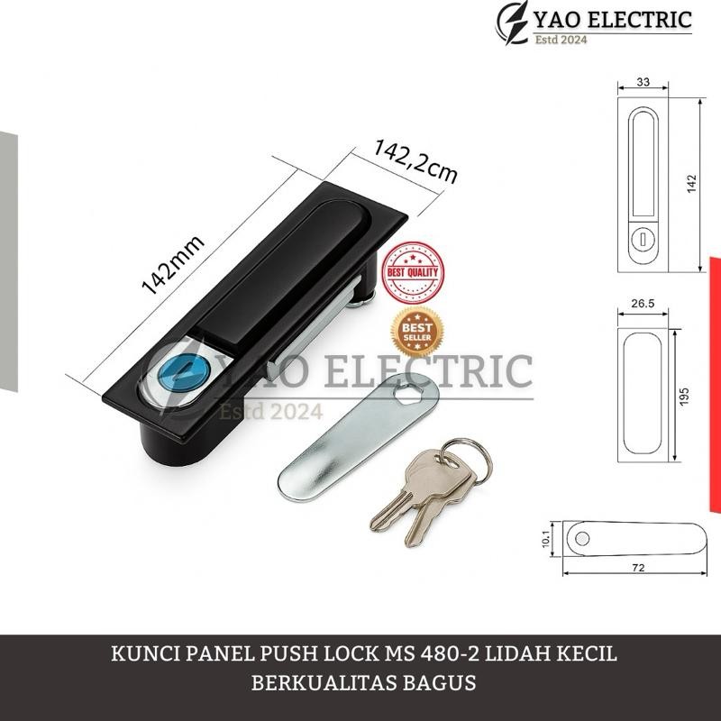 Jual Kunci Panel Push Lock MS 480-2 Lidah Kecil Berkualitas Bagus Tebal ...