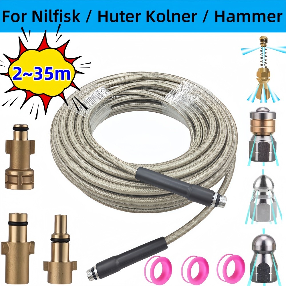 Jual 2~35m Sewer Drain Water Cleaning Hose Pipe Cleaner Kit Car Wash ...