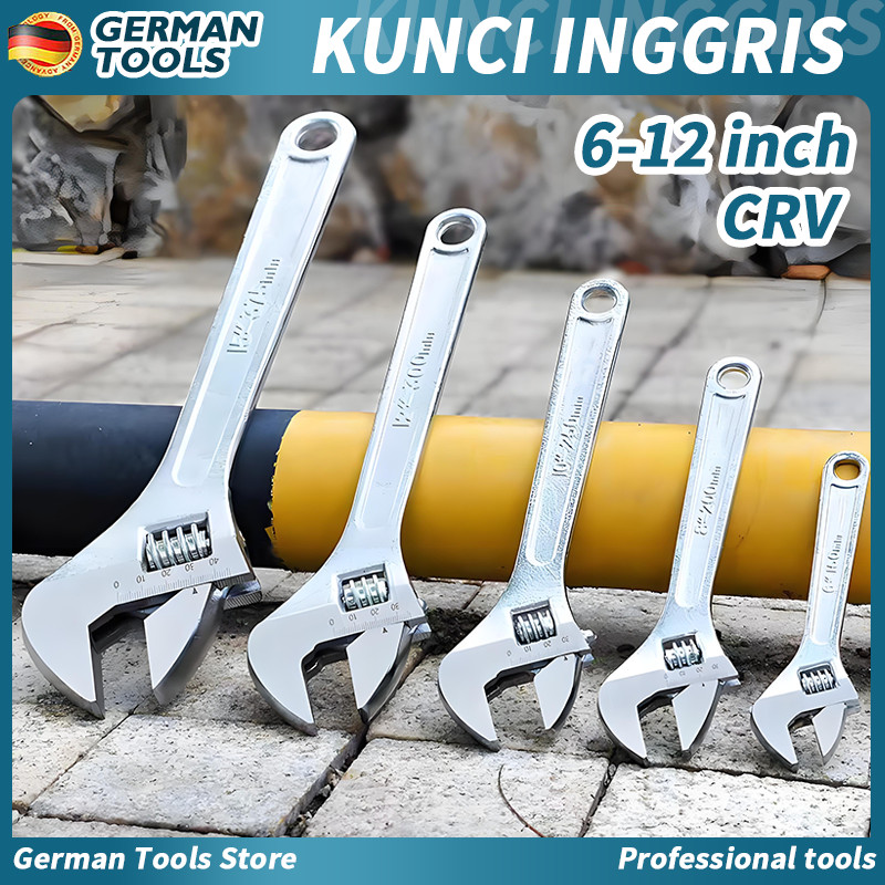 Jual German Tools Kunci Inggris Ukuran 6-12inch （COD）Adjustable Wrench Gagang 6/8/10/12inch ...