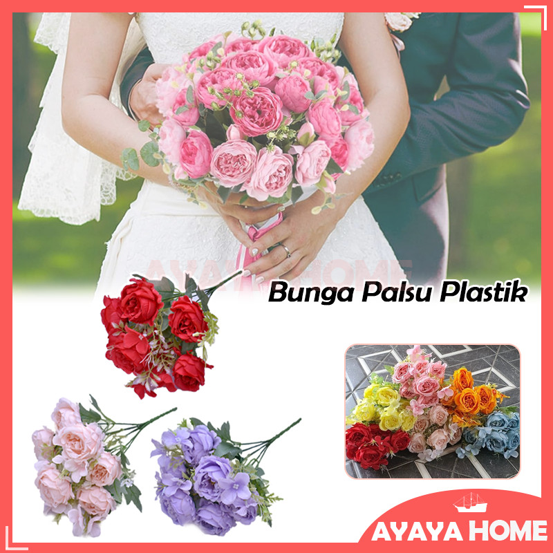 Jual Bunga Palsu Plastik/Bouquet Bunga Artifisial Dekorasi /Artificial ...