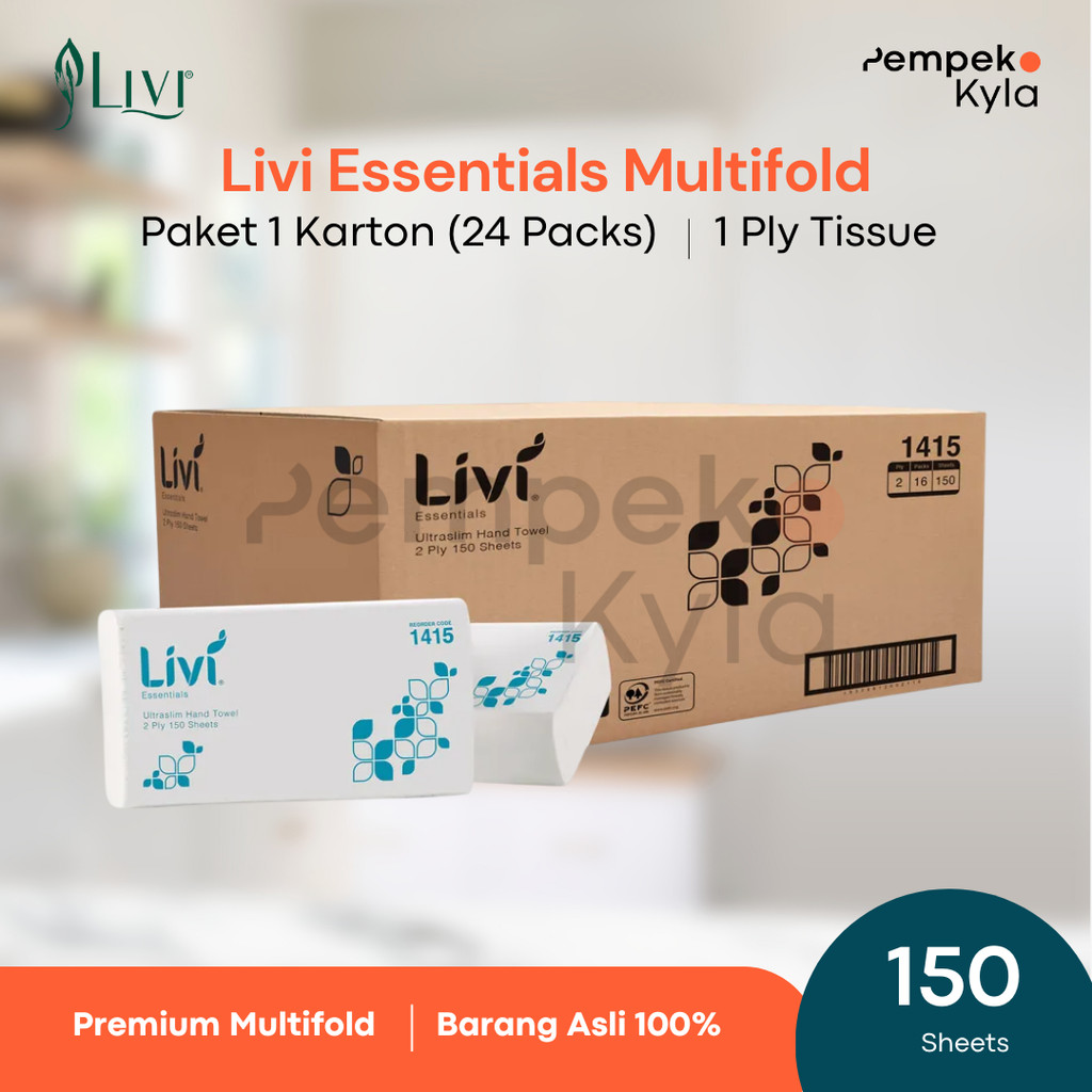 Jual Livi Multifold Essentials 1 Dus (24 Packs) / Evo Multifold Towel ...