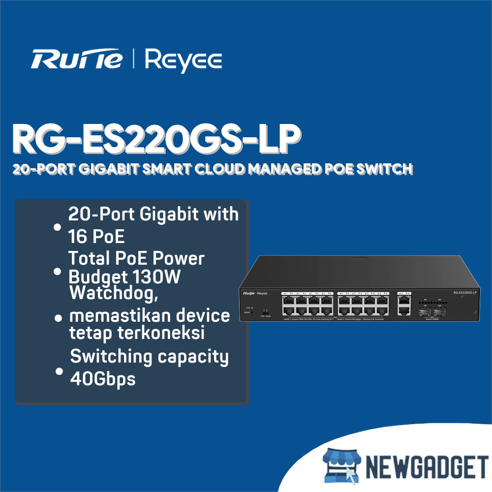 Jual RUIJIE REYEE RG-ES220GS-LP 20-PORT GIGABIT SMART CLOUD MANAGED POE ...