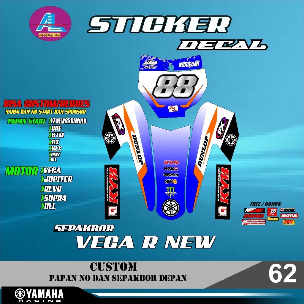 Jual Sticker Decal Papan Nomor Start Ktm + Spakbor Depan Vega R New ...