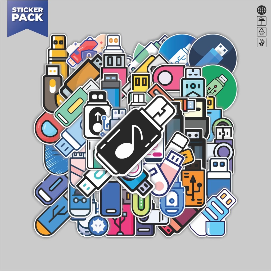 Jual [100PCS]Stiker Pack Flashdisk Aesthetic Vinyl Anti Air Dekorasi ...