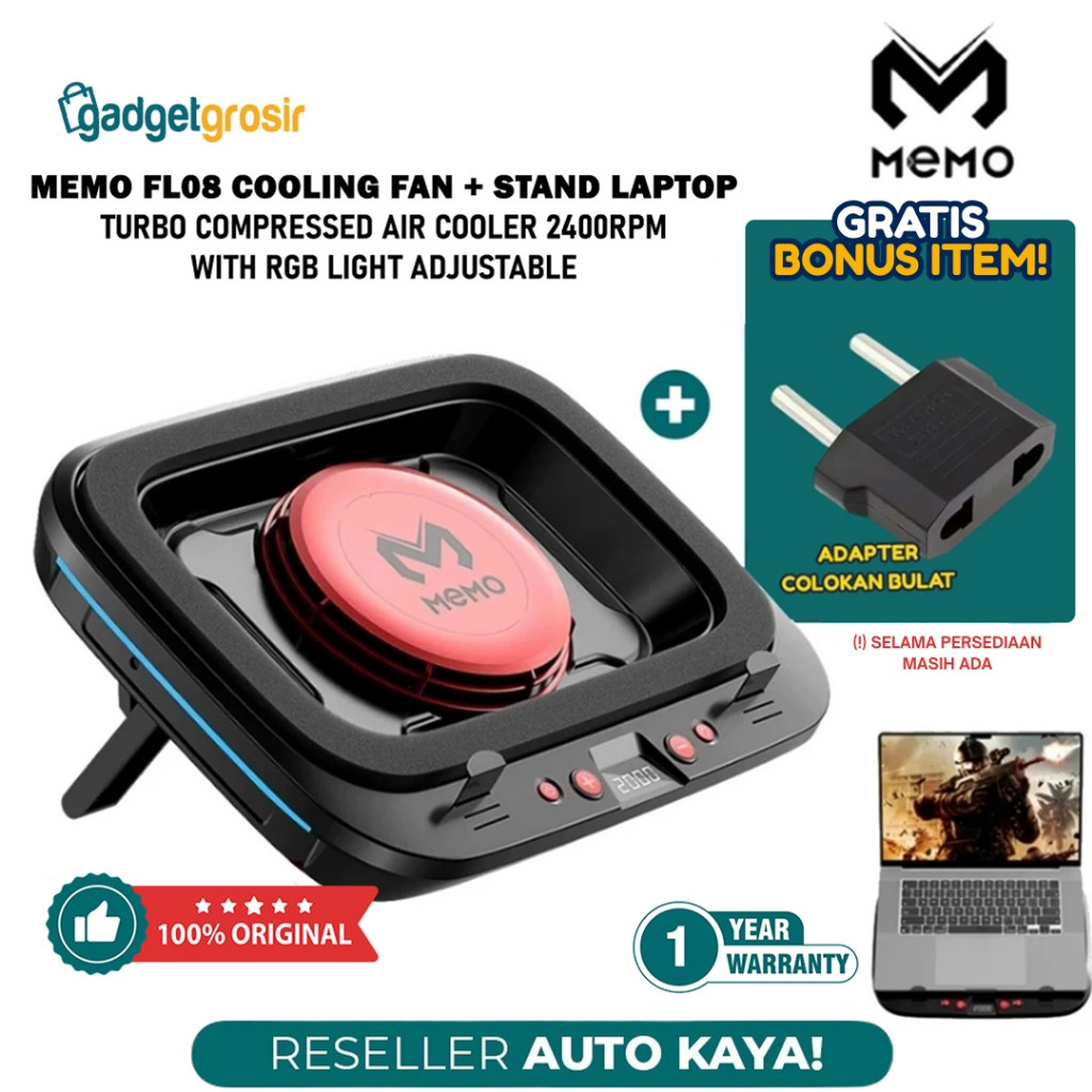 Jual Bookish Bliss Memo FL08 Cooling Fan Laptop 2400RPM Turbo ...