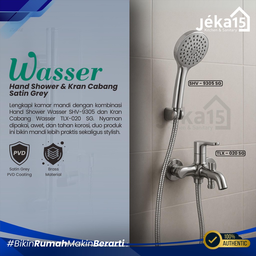 Jual WASSER Paket Hand Shower Kran Cabang Satin Grey Berkualitas ...