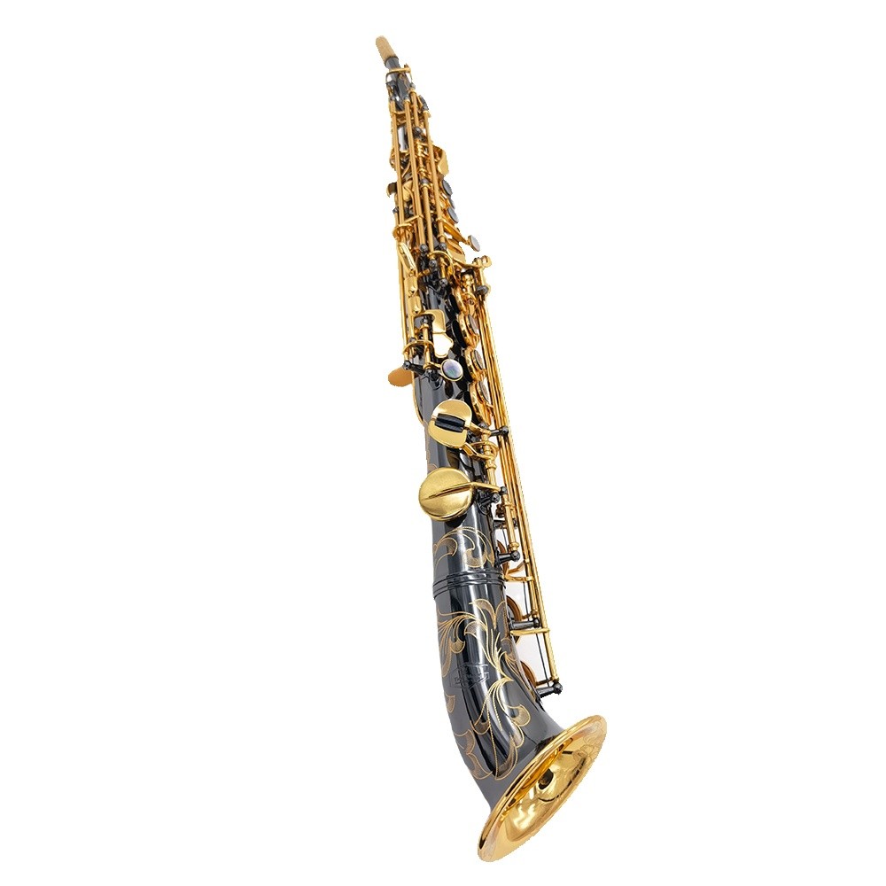 Jual Black Nickel Plated Curved Bell Straight soprano Saxophone Like ...