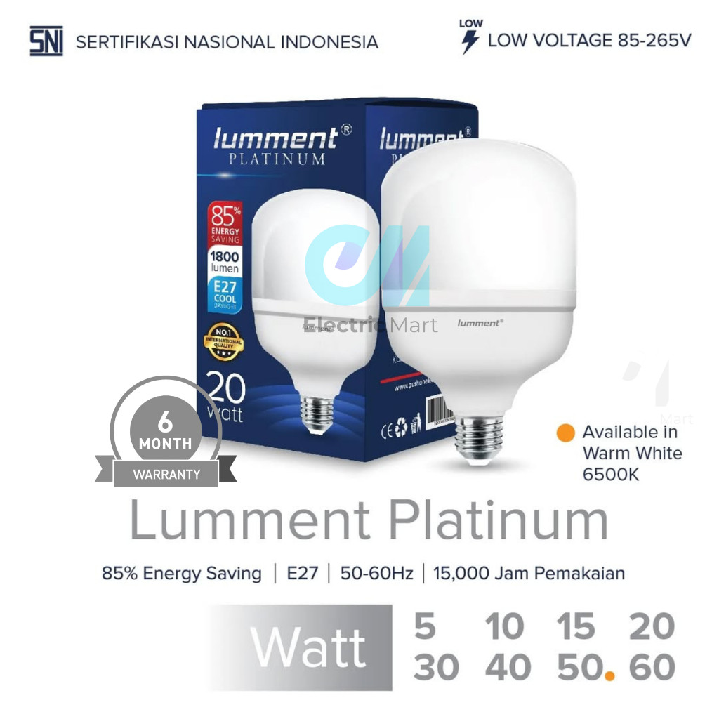 Jual Platinum Lampu LED 30W 40W 50W 60 Watt Lumment Bohlam Tabung ...