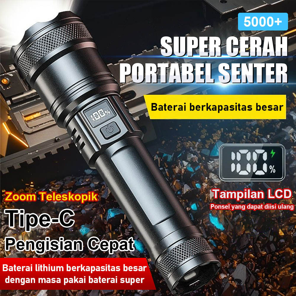 Jual Senter LED Super Terang 10000 Lumens Jarak Jauh Ringan Tahan Air ...