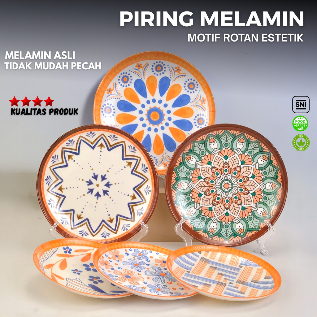 Jual Piring Melamin Motif Keramik 8/9 Inch Cekung Bulat Tanpa Sekat ...