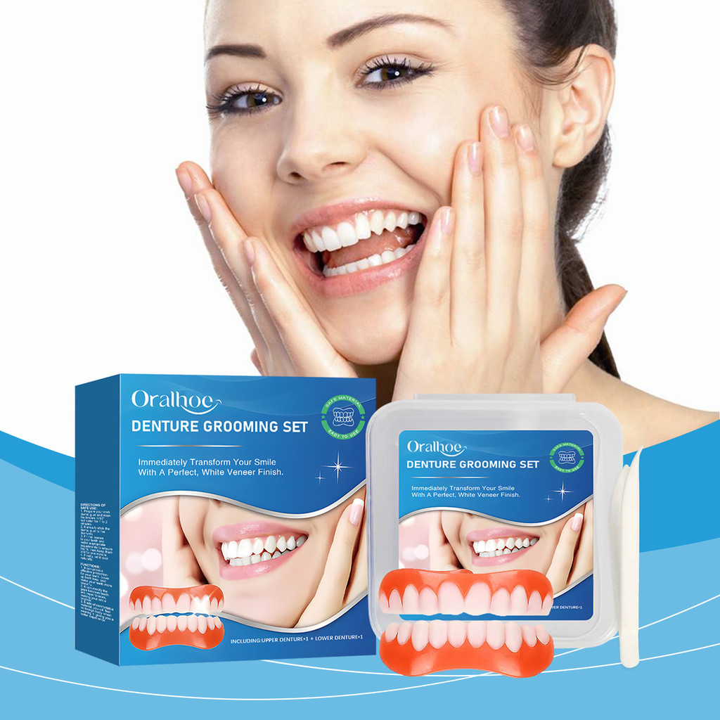 Jual Silicone Dentures Full Set Over Gums Improve Tooth Loss Narrow Gap ...
