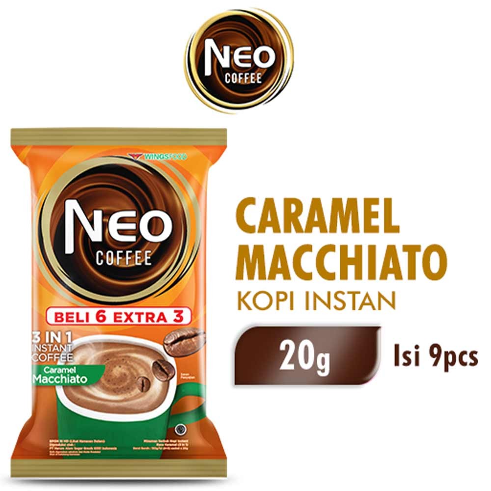 Jual NEO COFFEE KOPI INSTANT (6+3) CRAMEL MACHIATO 180g | Shopee Indonesia