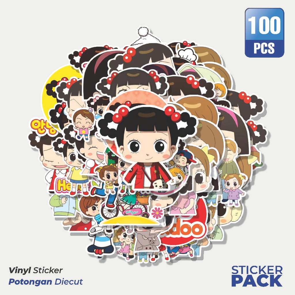 Jual MURAH 100 PCS Stiker Kartun Hello Jadoo Waterproof Aesthetic ...
