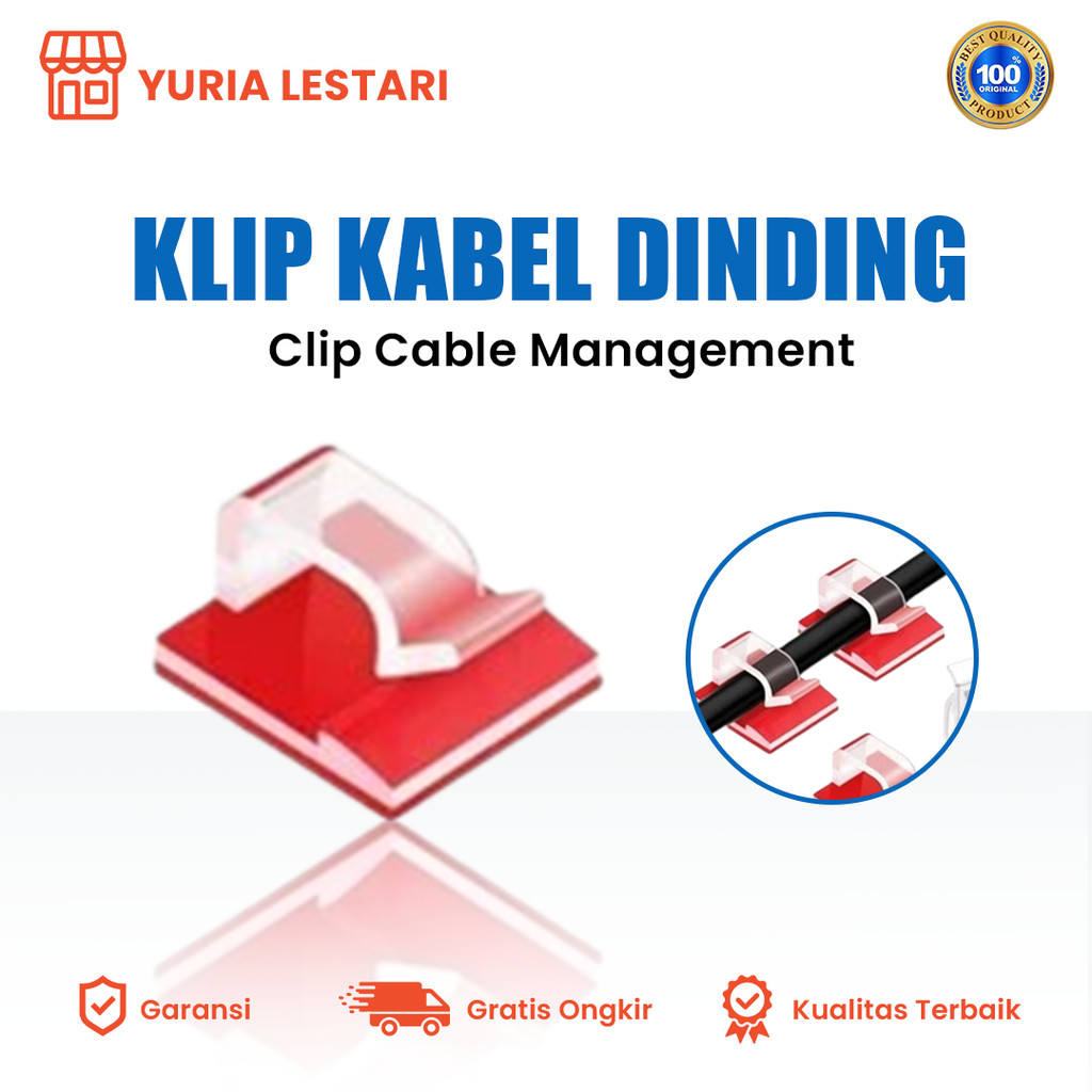 Jual Klip kabel dinding/ meja Klem kabel pengikat perapih Clip Cable ...