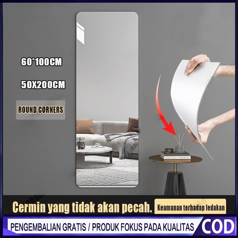 Jual (COD) 60*100CM 50X200CM Mirror Stiker Dinding /Sticker Tempel ...
